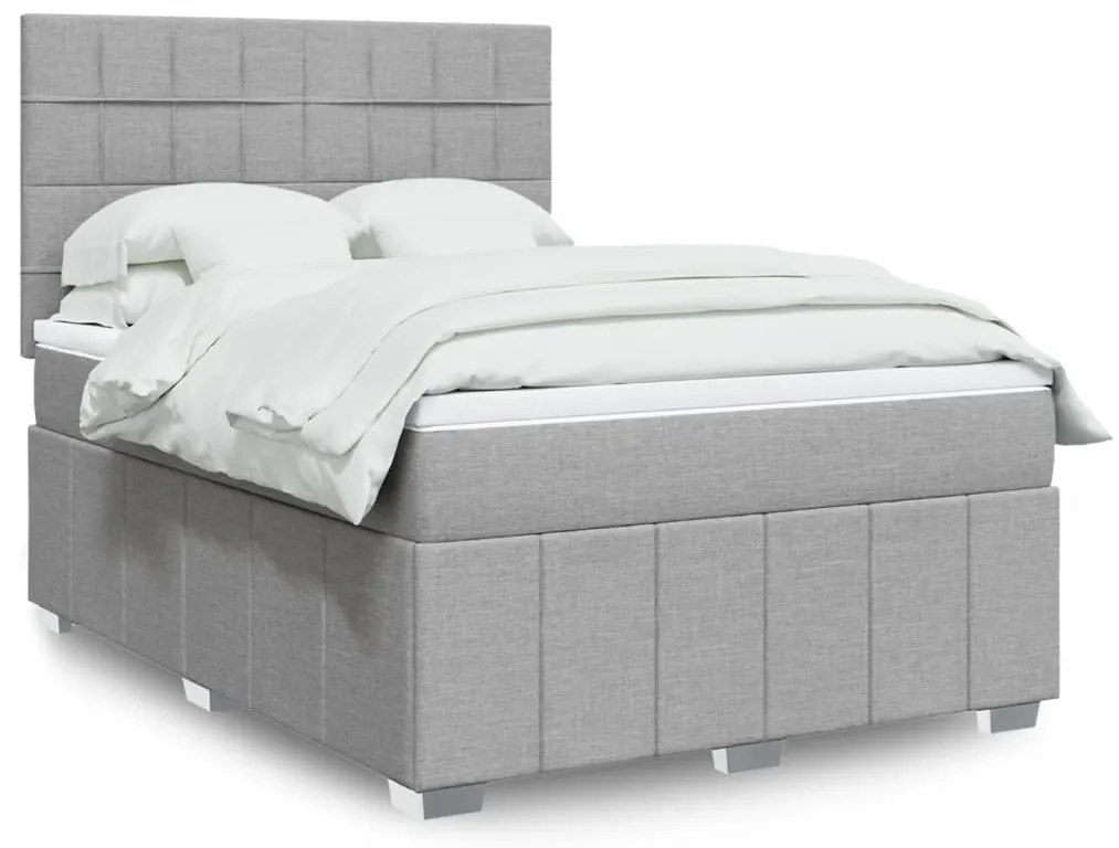 Box spring postel s matrací světle šedá 140 x 190 cm textil 3293963