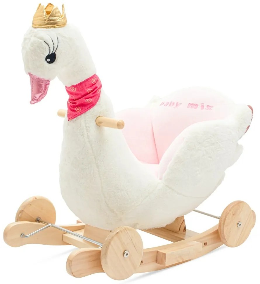 Houpací hračka s kolečky a melodií Baby Mix Labuť bílá