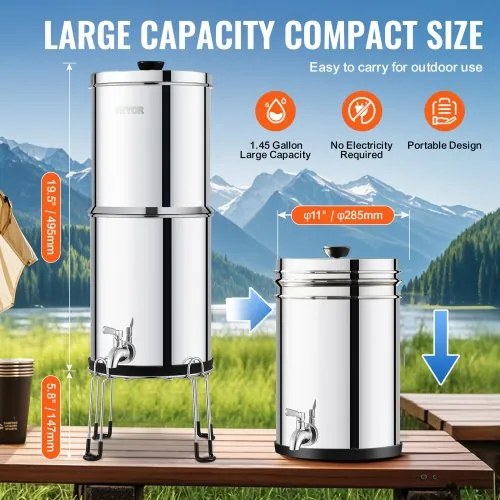 Gravitační vodní filtr z nerezu 8,5 l se 2 filtry – ZLLSQ225GALHAEPZ2V0