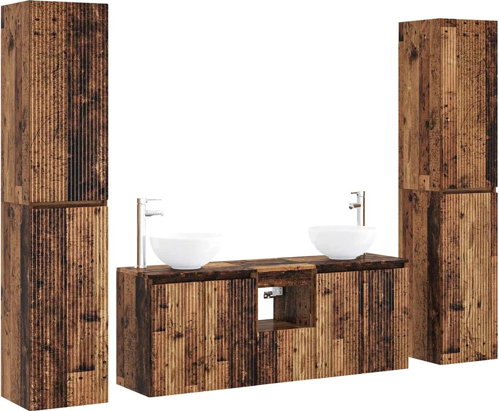 Sada koupelnového nábytku 5 ks Staré dřevo 33 x 34,5 x 160 cm 3406031