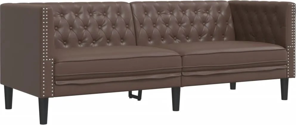 3dílná sedací souprava Chesterfield hnědá umělá kůže 3209269