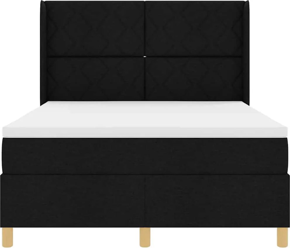 Postel s boxspringem s čelo Černá 140 x 190 cm textil 3341891
