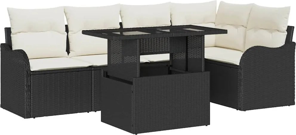 Jídelní souprava 6 ks Černá Poly ratan 3348463