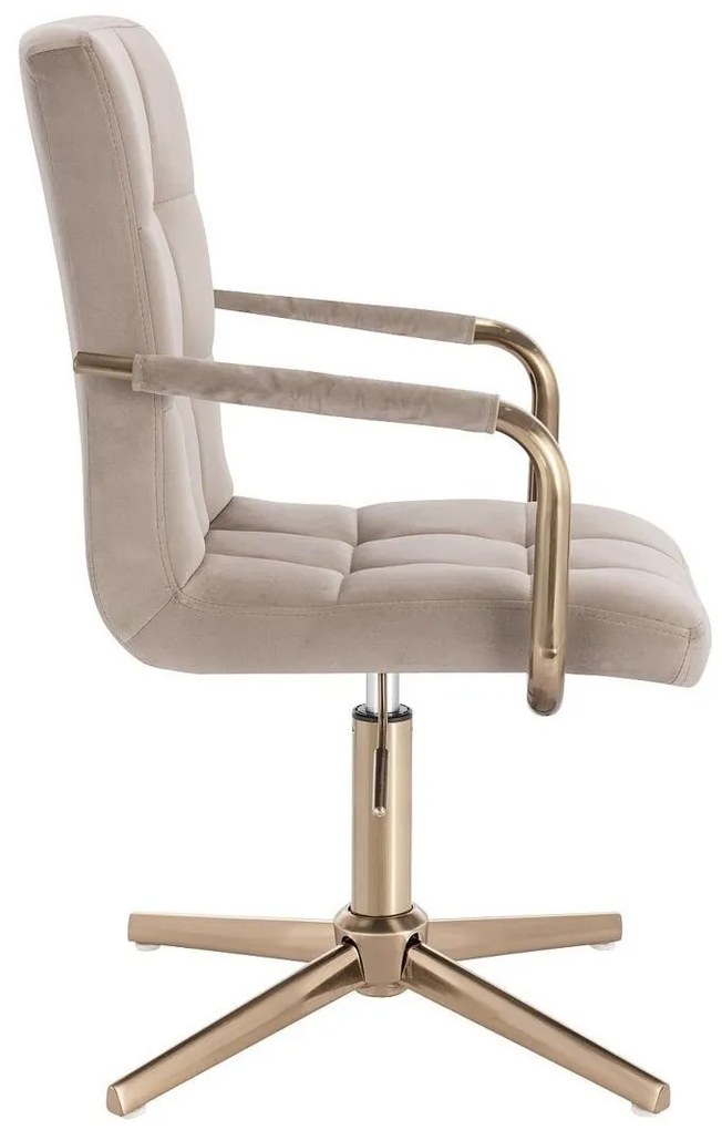 LuxuryForm DESIGN Otočná židle VERONA GOLD VELUR na zlatém kříži - latte