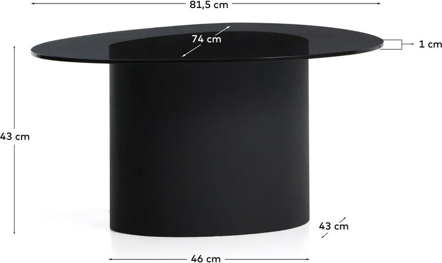 Černý konferenční stolek se skleněnou deskou 74x81,5 cm Olir – Kave Home
