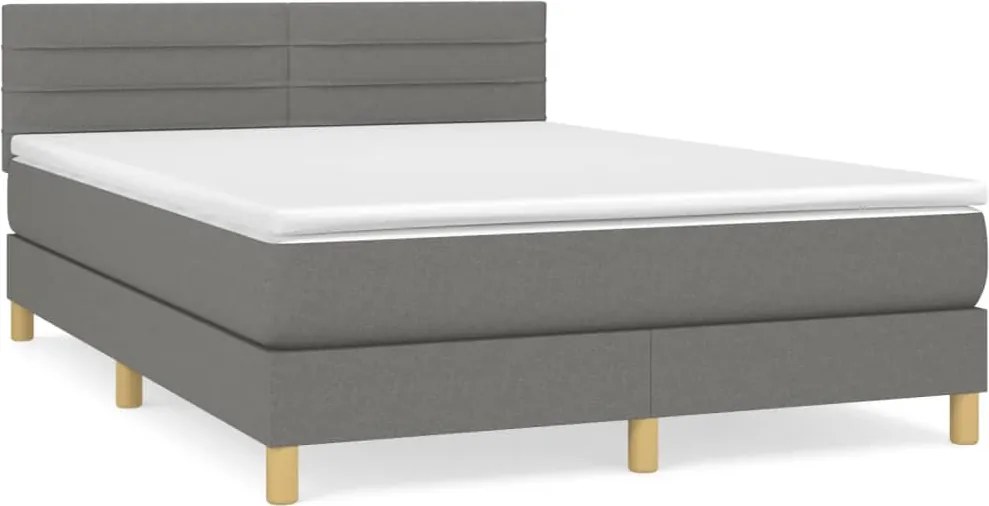 Box spring postel s matrací tmavě šedá 140x200 cm textil 3140698