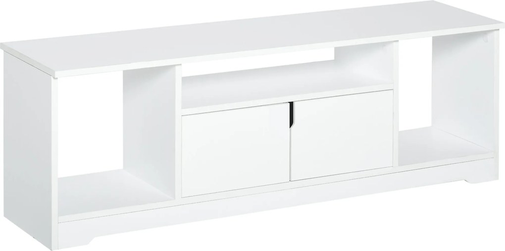 HOMCOM TV Stánek pro TV do 42" Moderní TV Stánek s Dvojitými Dveřmi a 3 Otevřenými Přihrádkami 120x30x41cm Bílý | Aosom