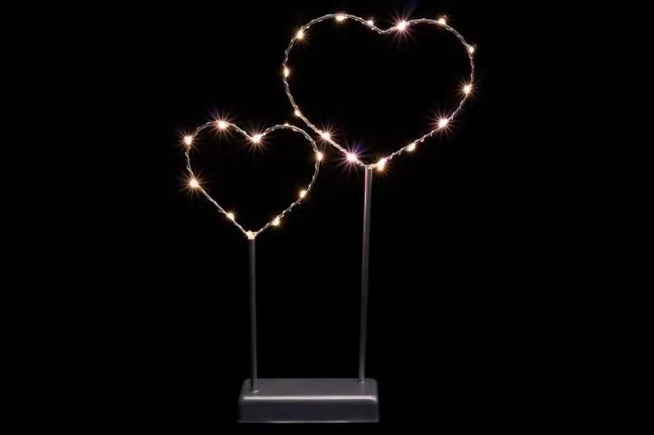 Nexos 57388 Vánoční LED dekorace - kovové srdce - 25 LED šedá