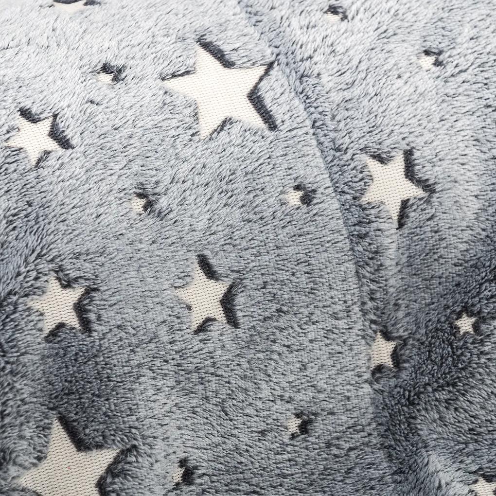 4Home Deka Soft Dreams Stars svíticí šedá, 150 x 200 cm