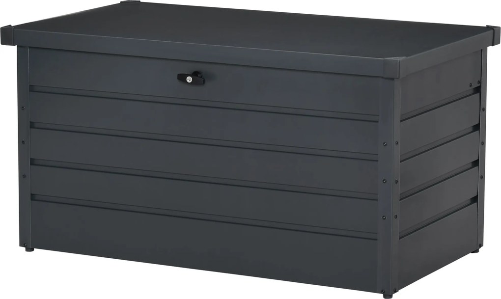 Outsunny Venkovní úložný box 311L Ocelový skladovací truhlík s klíčovým uzamčením a plynovými písty pro zahradu, terasu nebo patio 120x62x62 cm Tmavě…