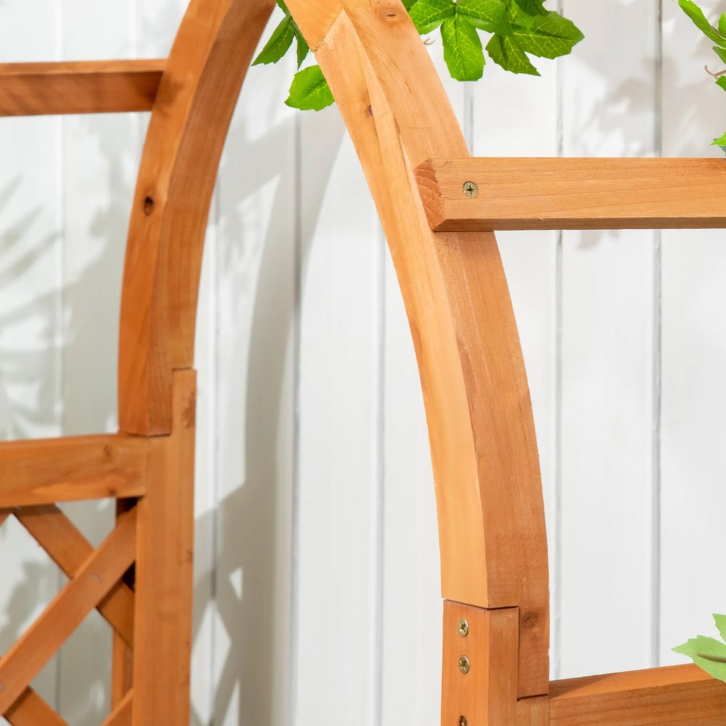 Outsunny Obloukový Květináč s Trellis, Podpora pro Popínavé Rostliny, Květinová Dekorace do Zahrady, Terasy nebo na Balkon 83x36x152 cm Přírodní