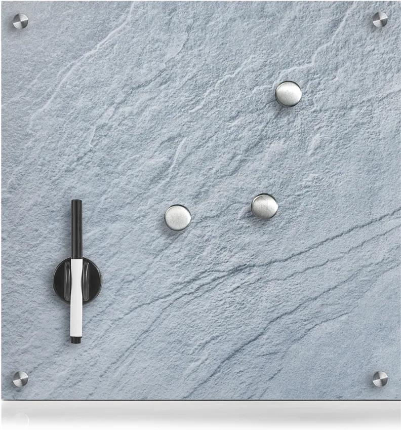 Skleněná magnetická tabule MEMO, tmavě šedá barva + 3 magnety, 40x40 cm, ZELLER