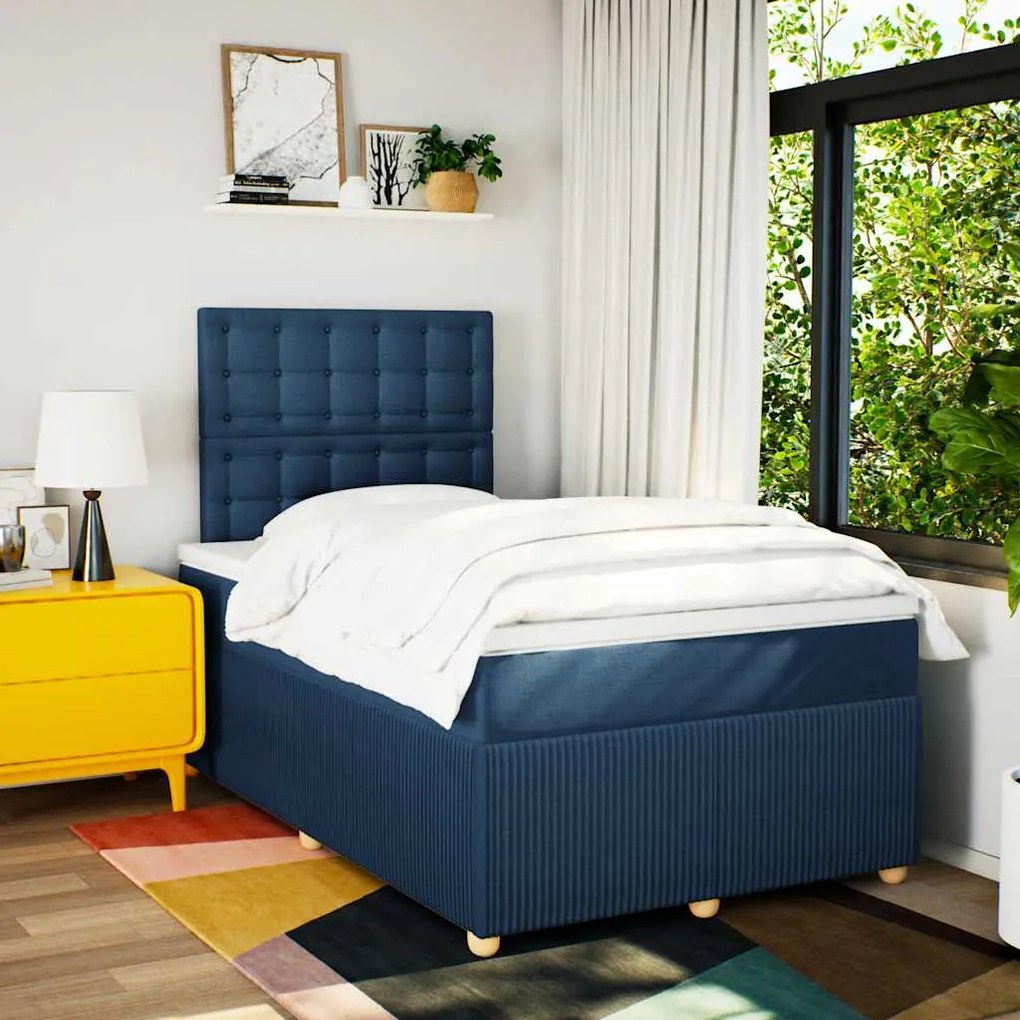 Box spring postel s matrací modrá 120x200 cm textil 3292043