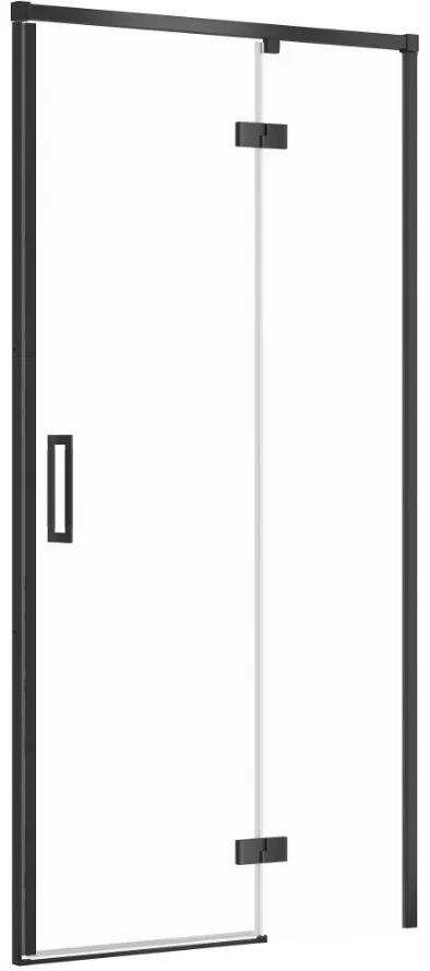 Cersanit Larga, křídlové dveře do otvoru 100x195cm, pravé provedení, 6mm čiré sklo, černý profil, S932-125