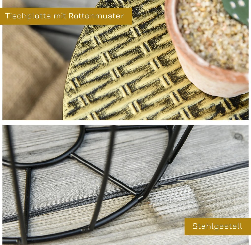 Outsunny Sada 3 kovových košů v retro stylu Natural+Black 3 velikosti | Aosom