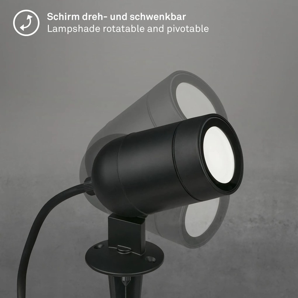 BRILO 3674-015 LED zahradní bodové svítidlo, 12 cm, 4,4 W, 380 lm, černá - BRILO