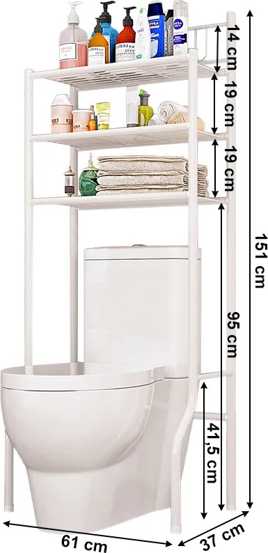 Regál nad WC, bílá, REMIN