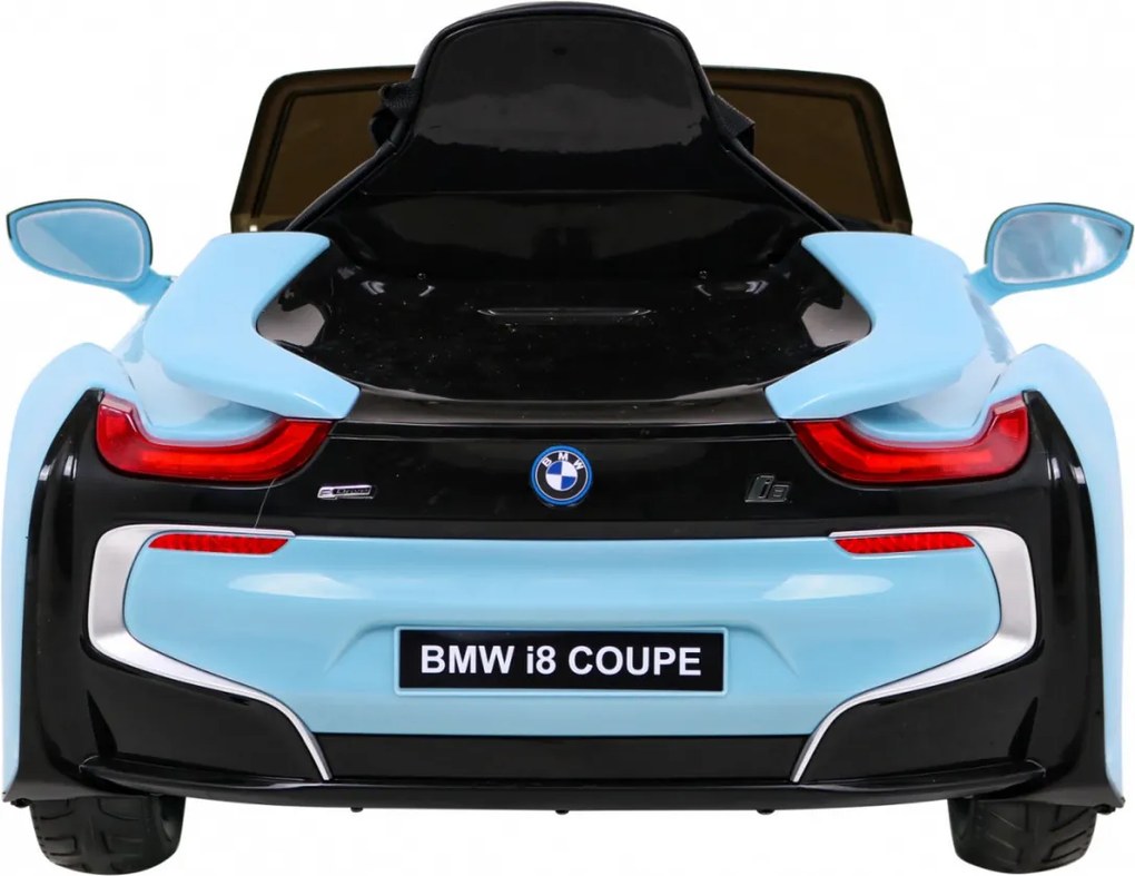 Ramiz Elektrické autíčko BMW i8 Lift modré + dálkové ovládání + pomalý start + 3bodové pásy + MP3 USB + LED