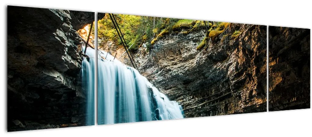 Obraz lesního vodopádu (170x50 cm)