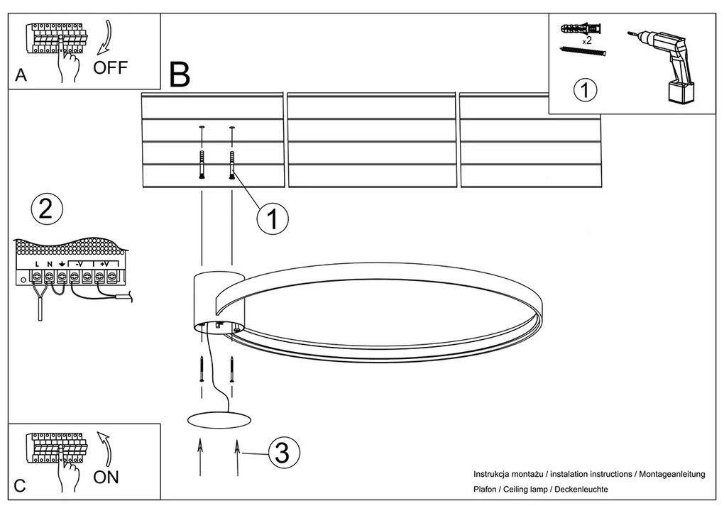 Stropní LED svítidlo Rio 55, 1x LED 30w, 3000k, w
