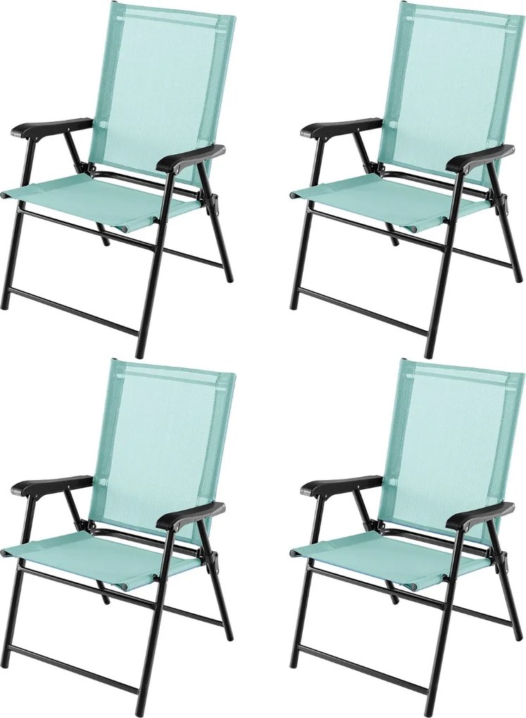 Costway Sada 4 zahradních židlí skládací židle s područkami balkonová – zelený