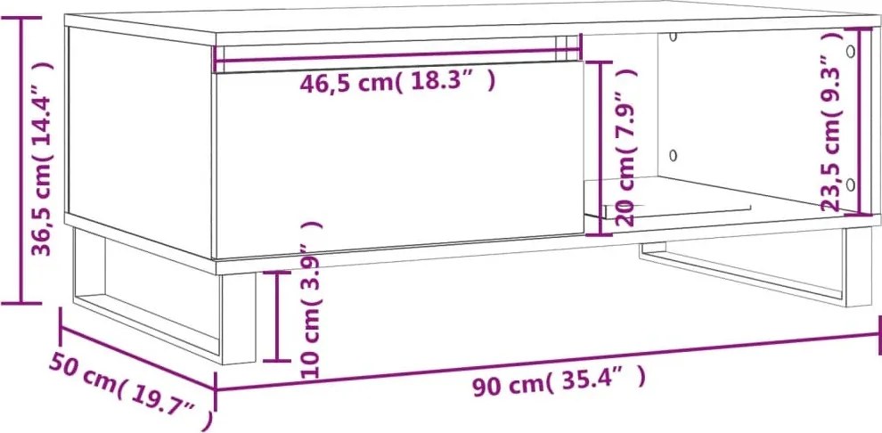 vidaXL Konferenční stolek 90x50x36,5 cm kompozitní dřevo [830579] Barva: kouřový dub