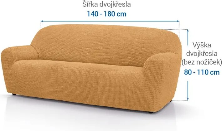 Super strečové potahy  RUBINIA zlatá dvojkřeslo (š. 140 - 180 cm)