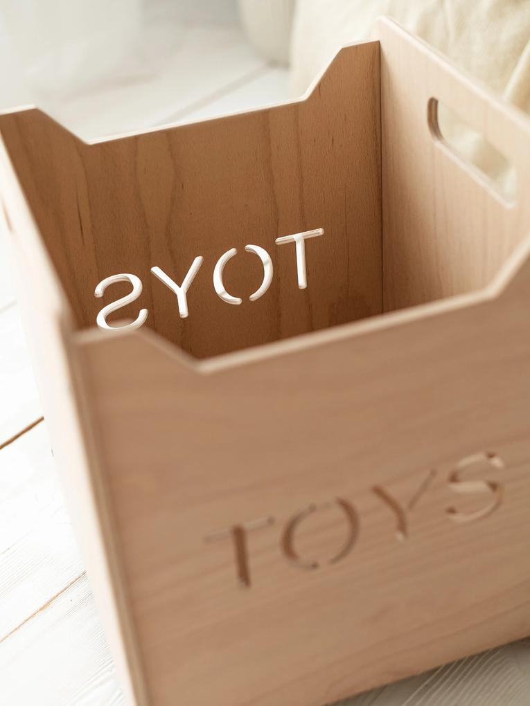 Woodisio Box na hračky TONI Barva: Transparentní lak - šedá, Variant: Mini