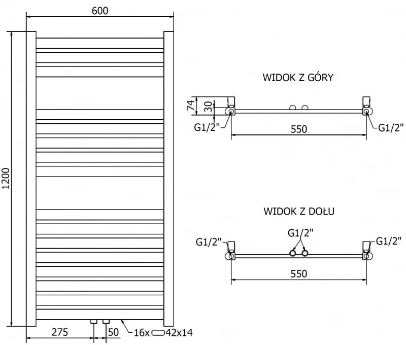 Mexen Uran, topné těleso 1200x600 mm, 485 W, zlatá lesklá, W105-1200-600-00-50