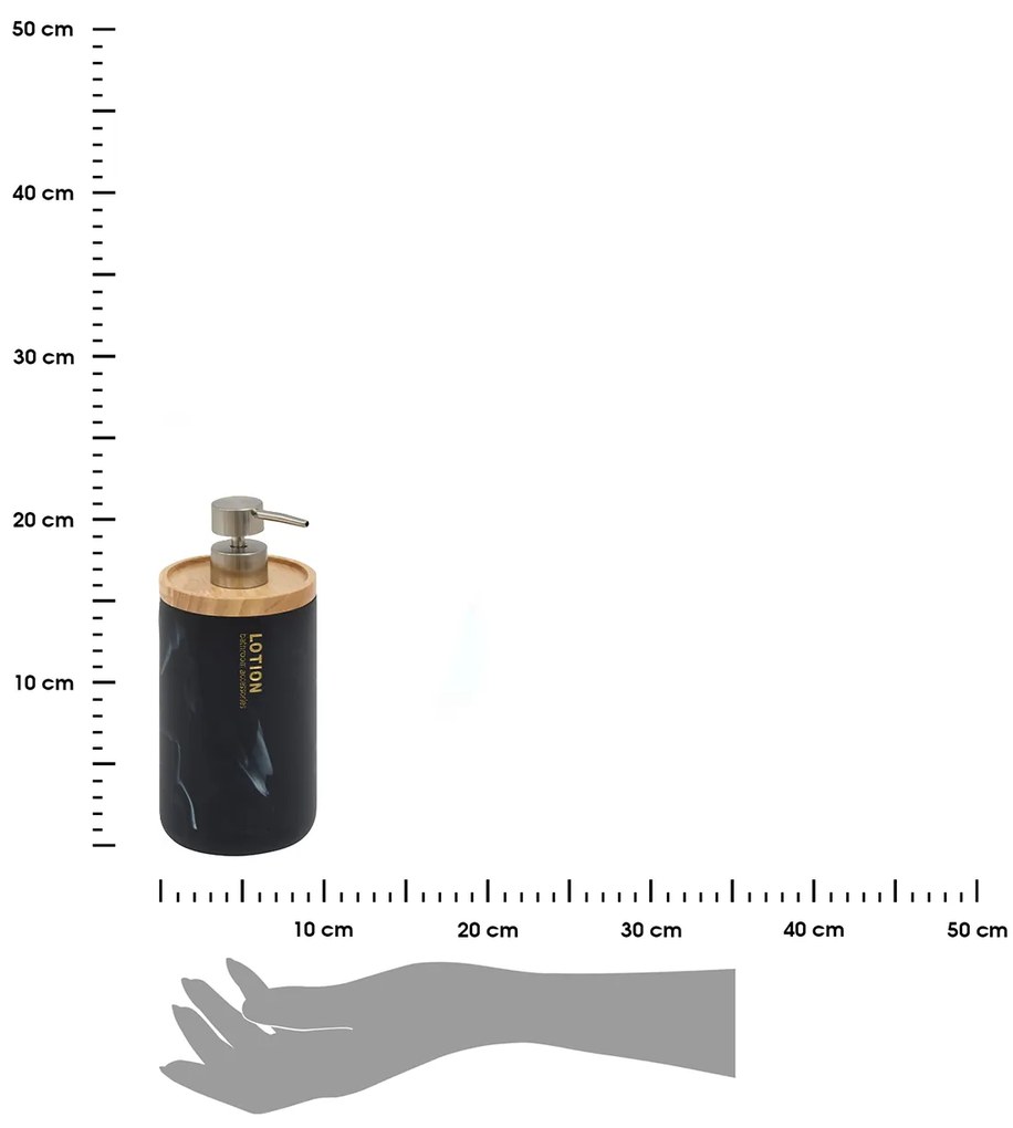 Dávkovač mýdla Lotion, černá/s dřevěnými prvky, 842 ml