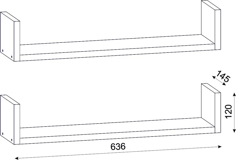 Závěsná police (2 ks) ITUNI bílá