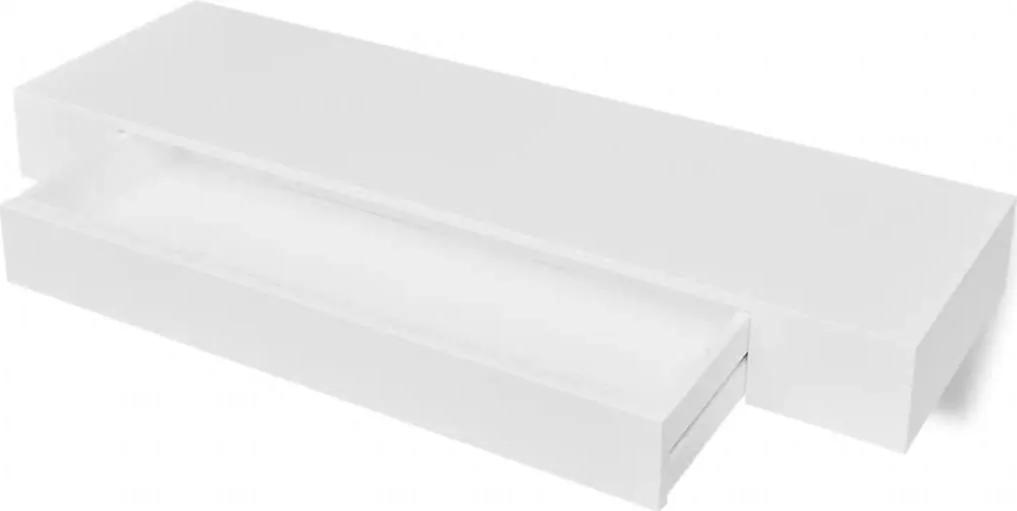 vidaXL Plovoucí nástěnná police s šuplíkem 2 ks 80 cm [276002] Barva: Bílá