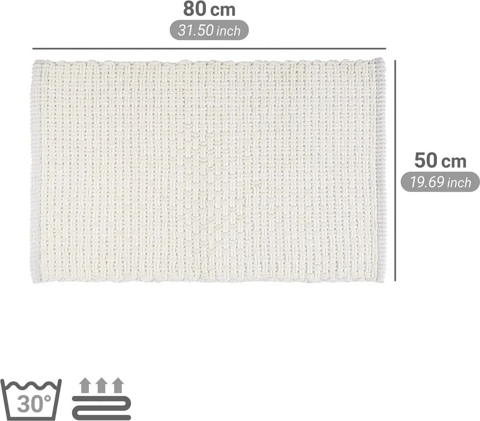 Bílá textilní koupelnová předložka 50x80 cm Ecoli – Wenko