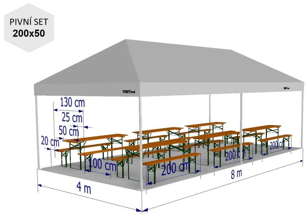 NŮŽKOVÝ PARTY STAN 4x8 m TENTino BIG HEXAGON Barva: 10A - HNĚDÁ