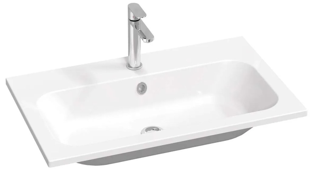 Ravak Chrome Slim - Umyvadlo 80x49 cm, s přepadem, s otvorem pro baterii, bílá XJG01180001
