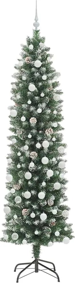 Umělý štíhlý vánoční strom Zelená a bílá 210 cm 3395308