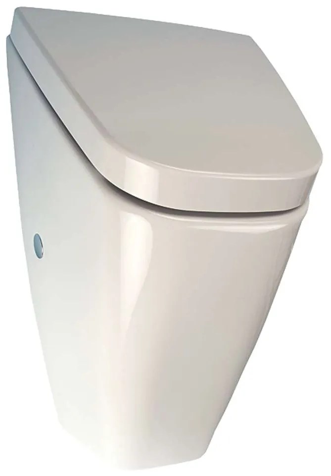 Sanela - Pisoár VILA s radarovým splachovačem a integrovaným zdrojem 230 V AC, s poklopem Soft Close, Bluetooth, bílá SLP 37RZ