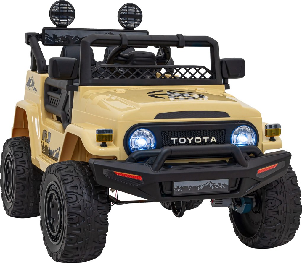Ramiz Elektrické autíčko Toyota FJ Cruiser béžové + ovladač + pohon 4x4 + LED a audio + EVA kola + plynulý rozjezd