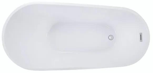 Besco Akrylátová volně stojící vana Melody Glam S 150x80 (170x80) Barva: Bílá/stříbrná, Rozměry (cm): 150x80, Typ a barva výpustě: Click-Clack s přepadem, grafit