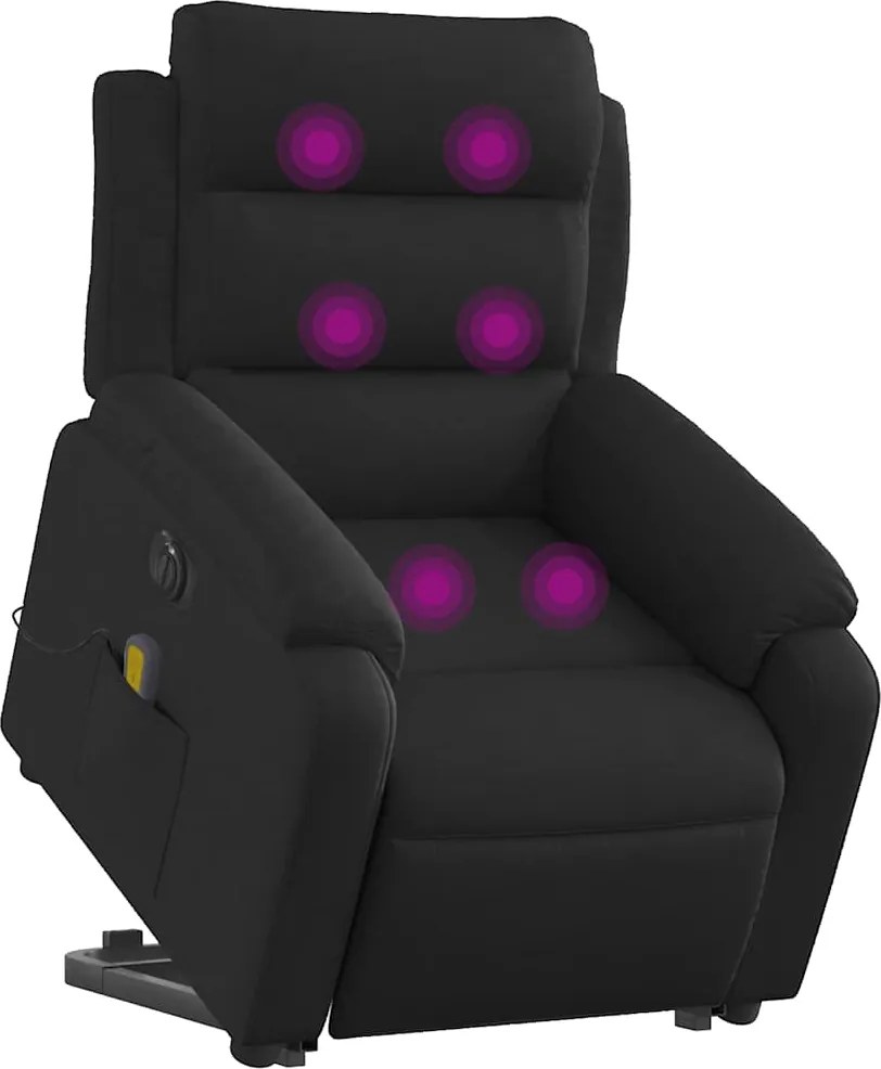 Elektrické zvedací masážní polohovací křeslo černé textil 3205018