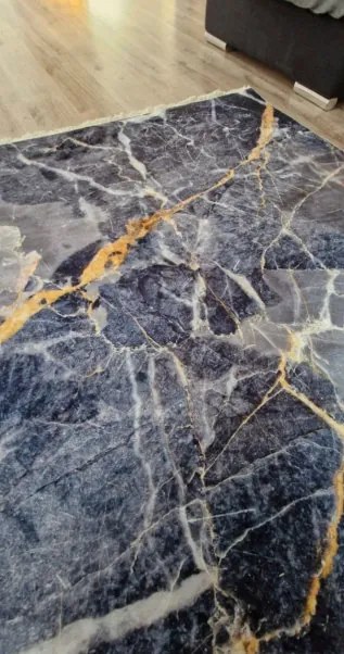 HU Modrošedý moderní koberec VELVET M281 Rozměr: 50x80 cm