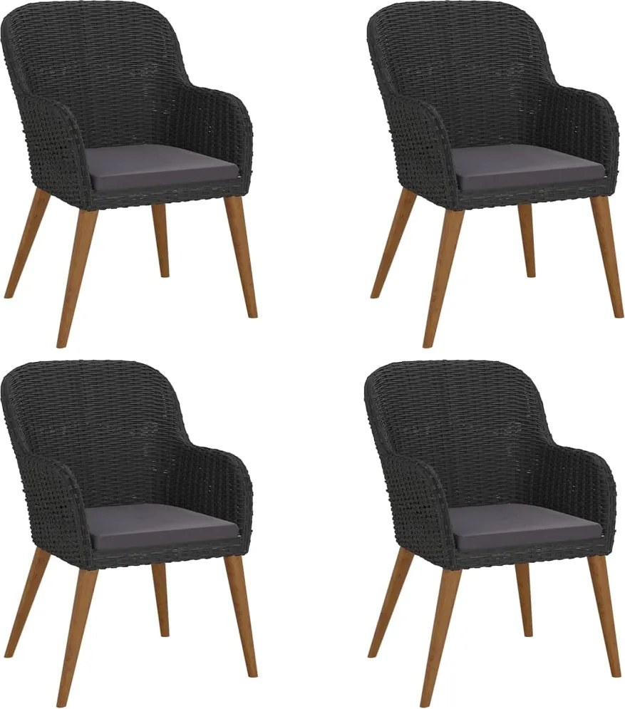 5dílný zahradní jídelní set s poduškami černý 3156718