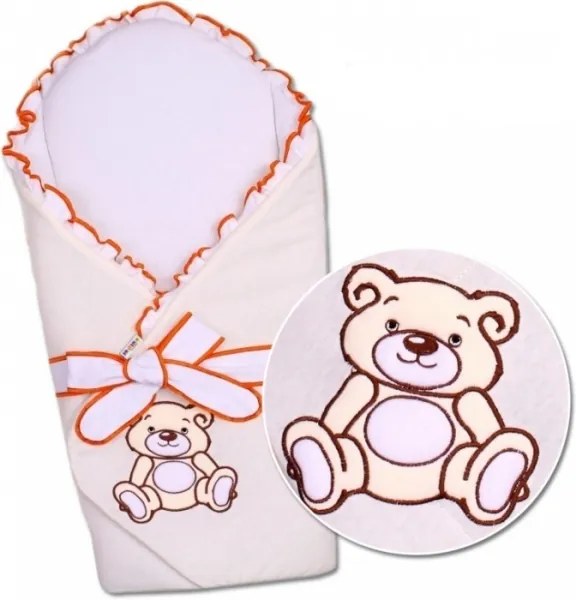 Baby Nellys Zavinovačka s výztuží Teddy Bear - jersey - smetanová