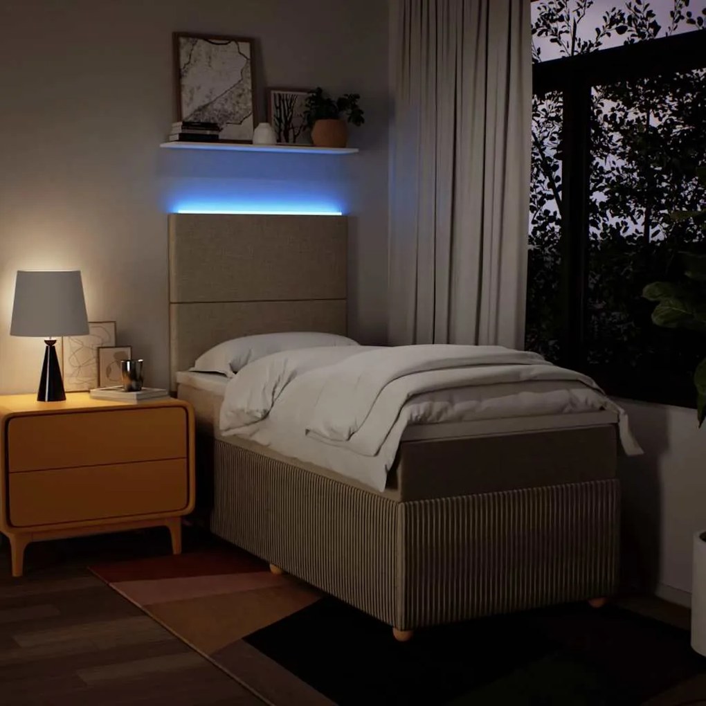 Box spring postel s matrací krémová 90x200 cm textil 3294237