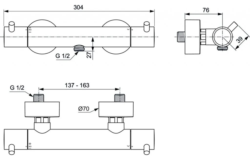 Ideal Standard CeraTherm T125 - Sprchová termostatická baterie nástěnná, magnetově šedá A7587A5