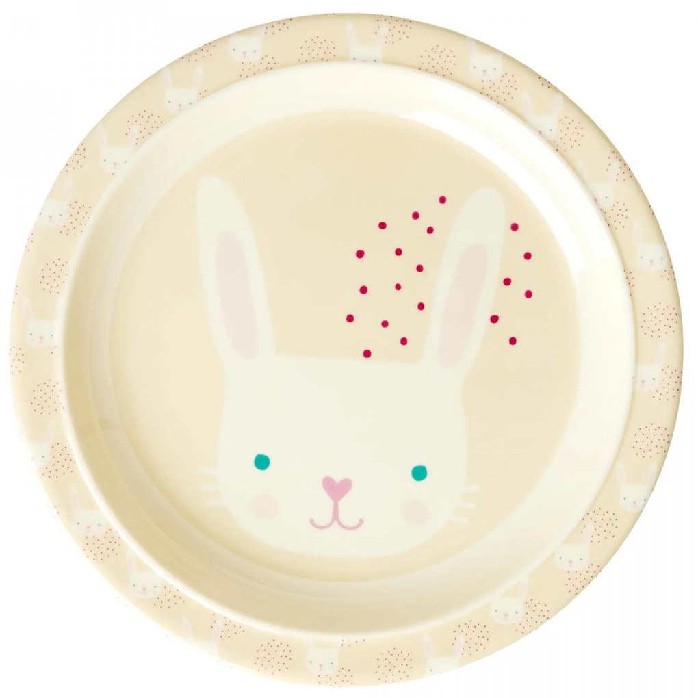 rice Dětský melaminový talíř Rabbit, krémová barva, melamin