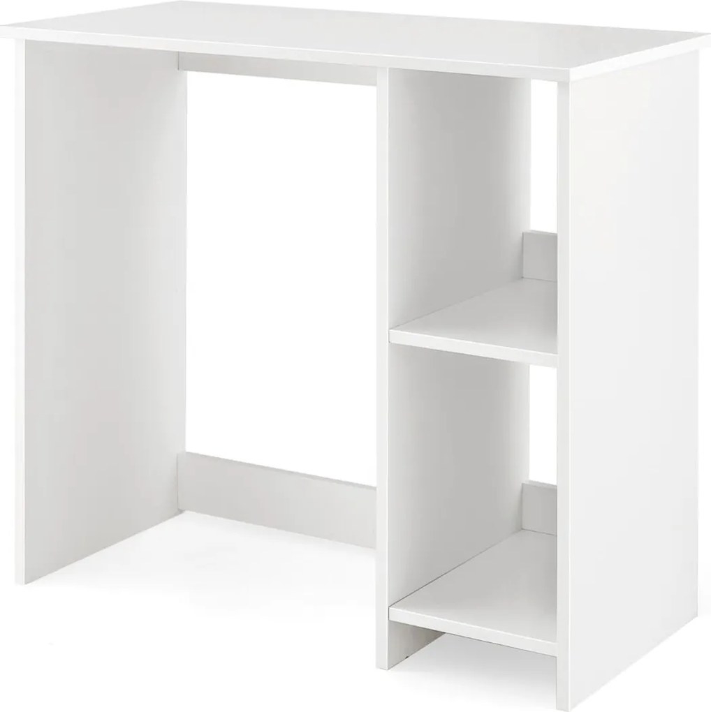 Costway Malý psací stůl s 2 přihrádkami – 80 × 40 × 74 cm, bílý