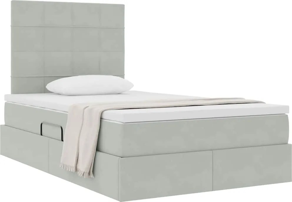 Postel s úložným prostorem a matrací Světle šedá 120 x 200 cm 3372021