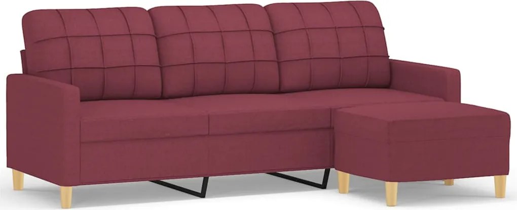 3místná pohovka s podnožkou vínová 180 cm textil 3201007