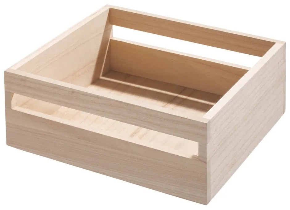 Úložný box ze dřeva paulownia iDesign Eco Handled, 25,4 x 25,4 cm